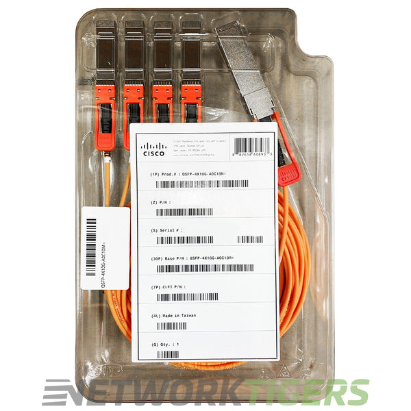 QSFP-4X10G-AOC10M | Cisco QSFP to 4x SFP10G Breakout | Active Optical Breakout - new – NetworkTigers